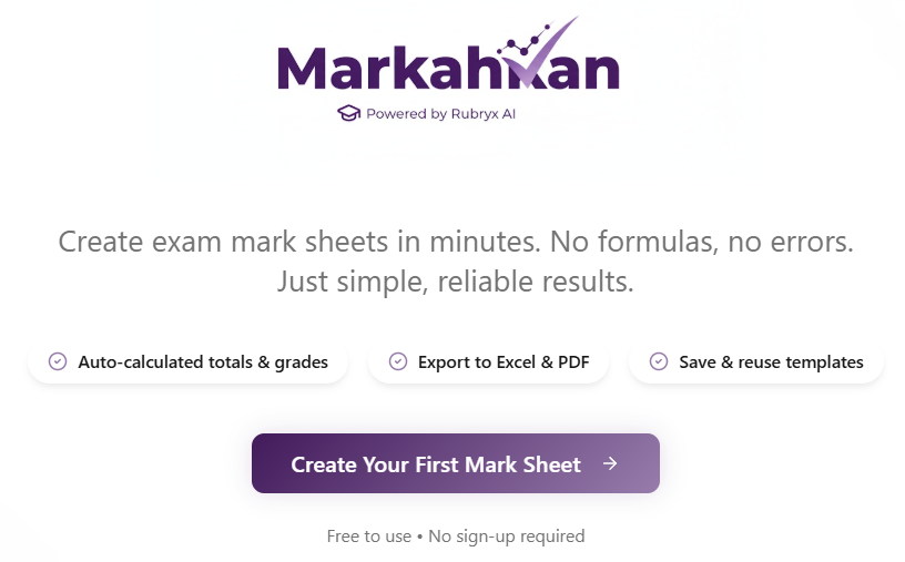 Markahkan — Free Exam Mark Sheet Tool for Teachers